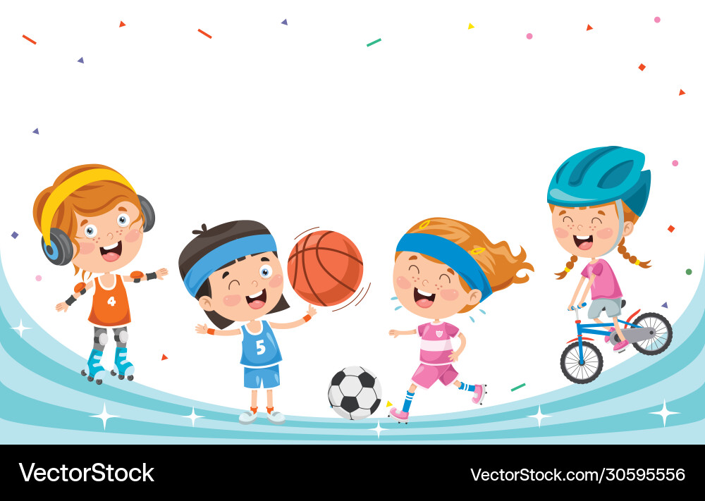 Kids making sport Royalty Free Vector Image - VectorStock