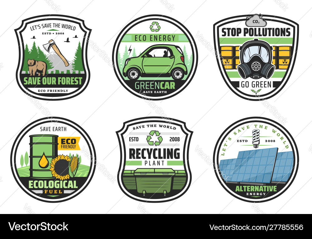 Protect earth save ecology stop pollution signs Vector Image