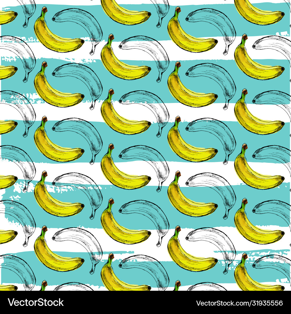 Rgb seamless banana pattern background Royalty Free Vector