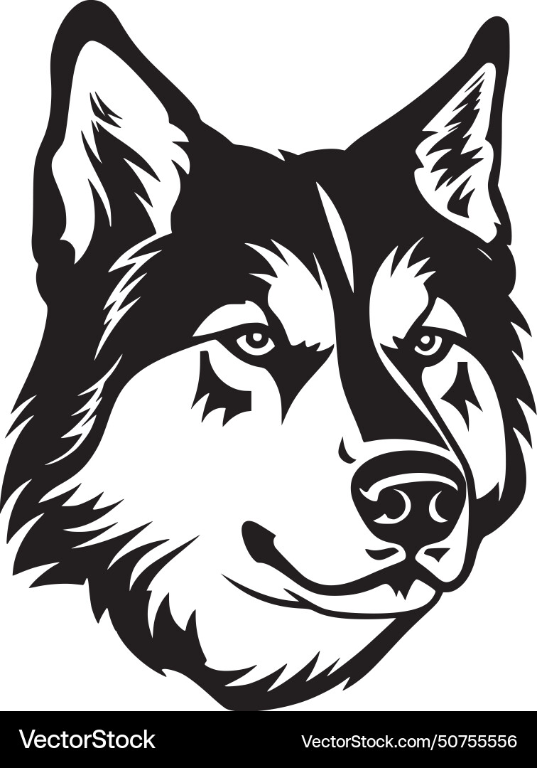 Siberian husky - black and white Royalty Free Vector Image
