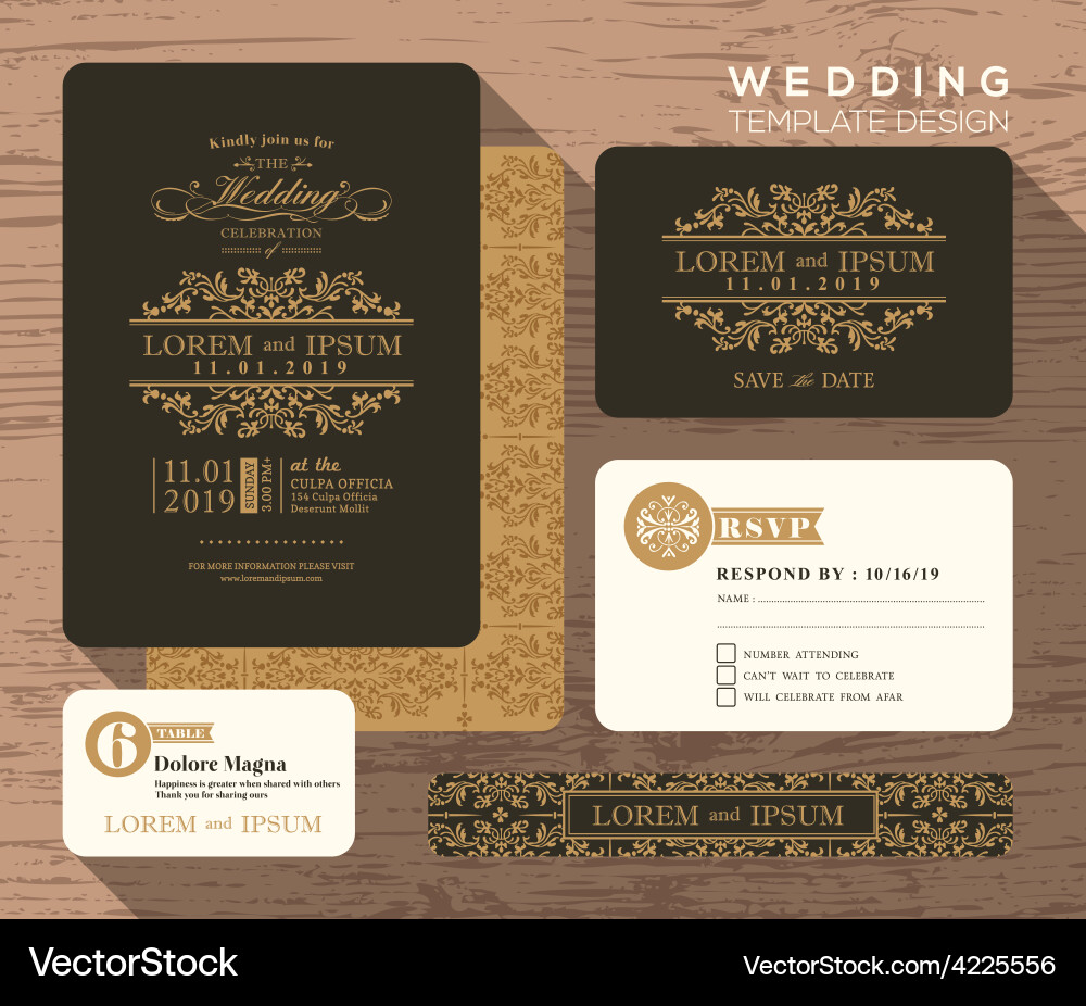 Vintage classic wedding invitation Royalty Free Vector Image
