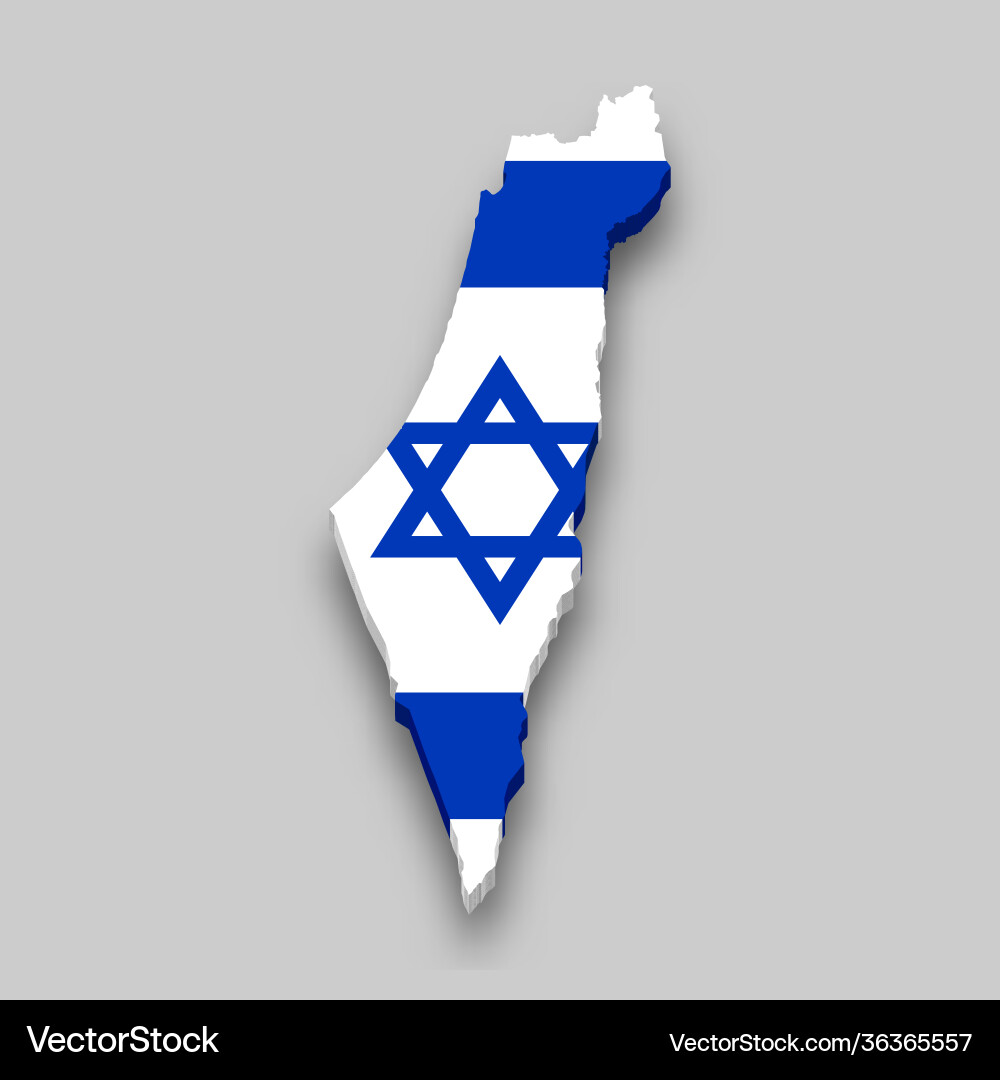 3d isometric map israel with national flag Vector Image