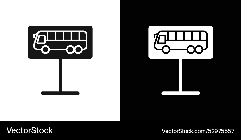 Bus sign icon black line art logo set Royalty Free Vector