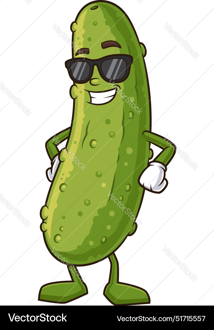 Cartoon Pickle with Sunglasses Royalty Free Vector Image