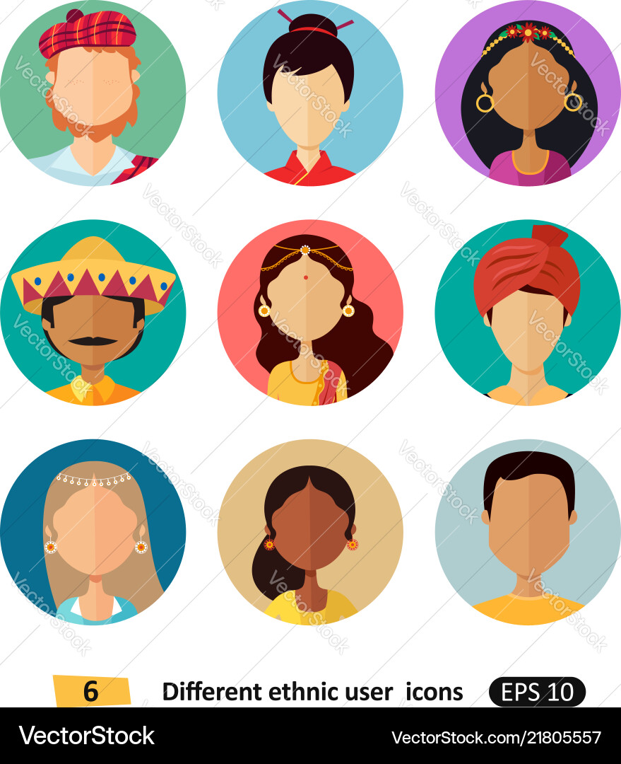 Diverse People Icons - Ethnic Avatars Royalty Free Vector