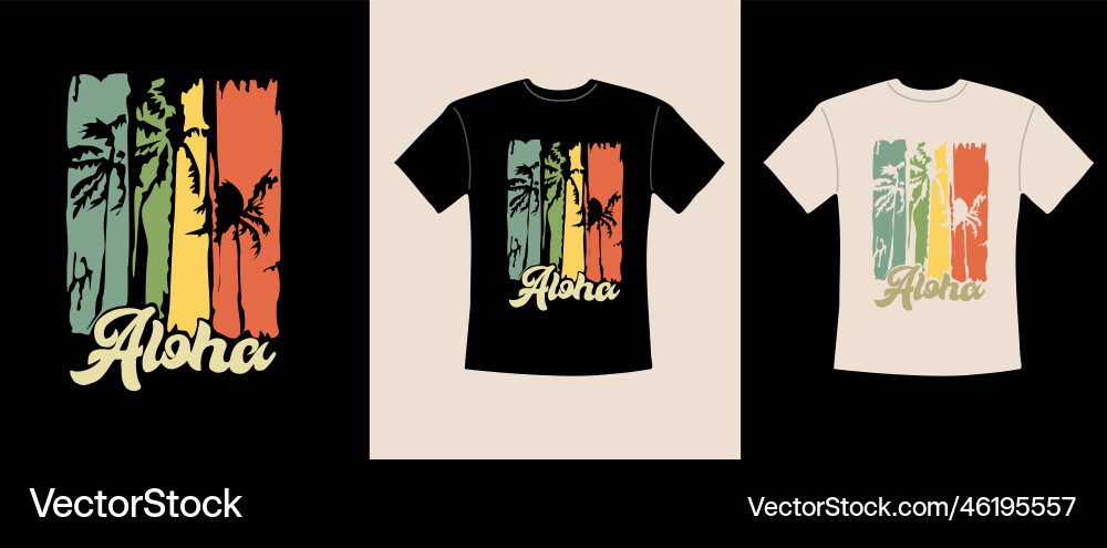 Graphic t shirt design aloha tropical Royalty Free Vector