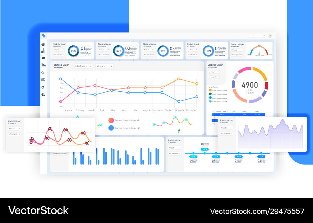 Modern Blue Dashboard Template Royalty Free Vector Image