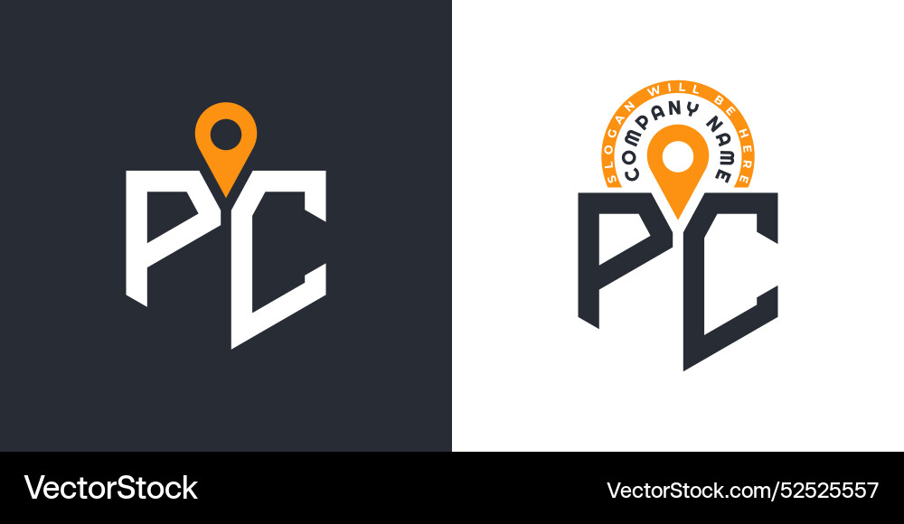 Pc location logo bundle letter dual icons Vector Image