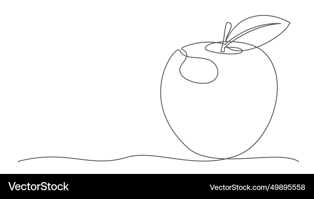 Apple one line drawing isolated on white Vector Image