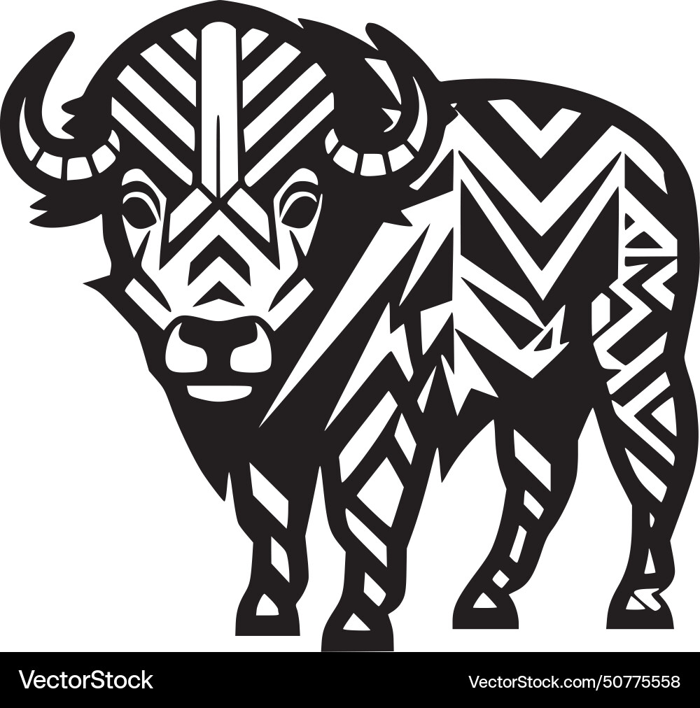 Bison - minimalist and flat logo Royalty Free Vector Image