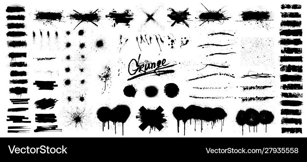 Collection black paint splatter Royalty Free Vector Image