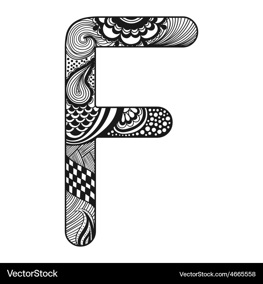 Entangle stylized alphabet lace letter f Vector Image