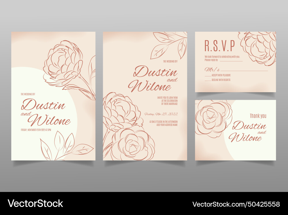 Hand draw wedding invitation template Royalty Free Vector