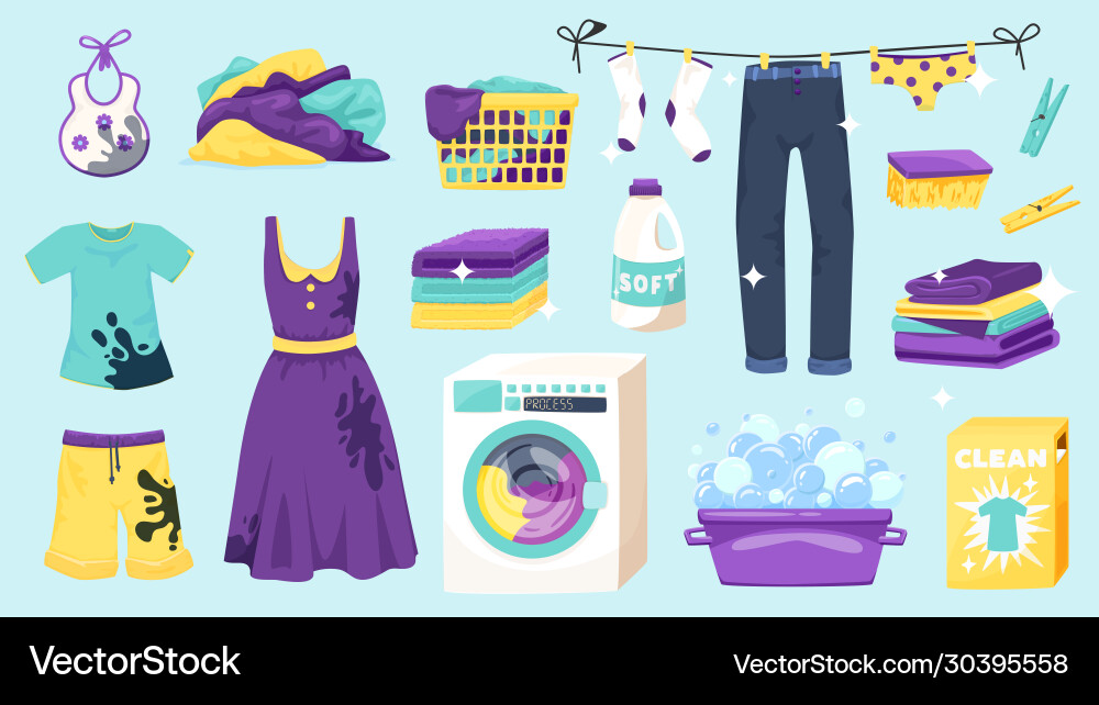 Laundry washing icon set Royalty Free Vector Image