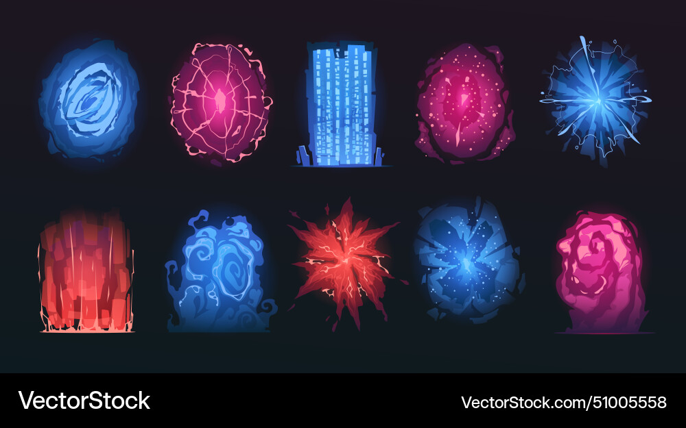Portal cartoon effects magic gate teleportation Vector Image