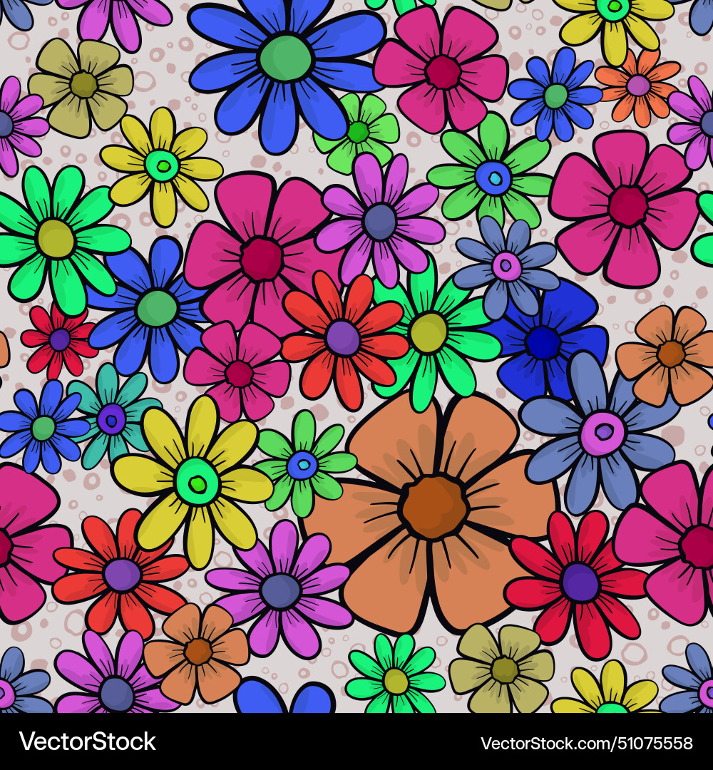 Seamless pattern cartoon spring flower background Vector Image