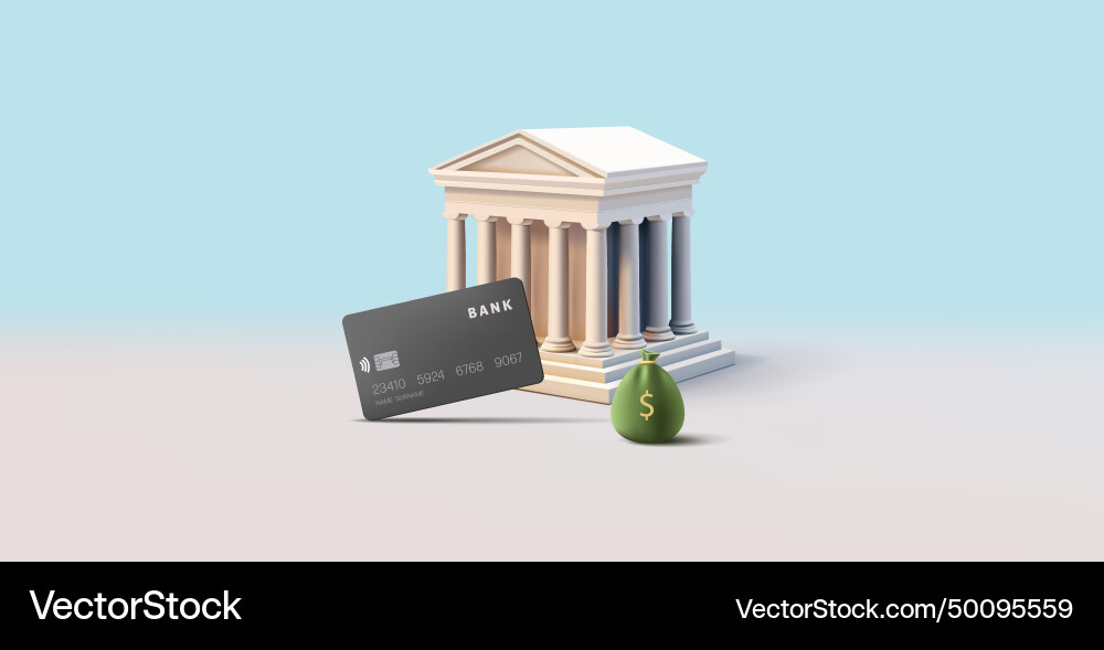Bank building 3d realistic render Royalty Free Vector Image