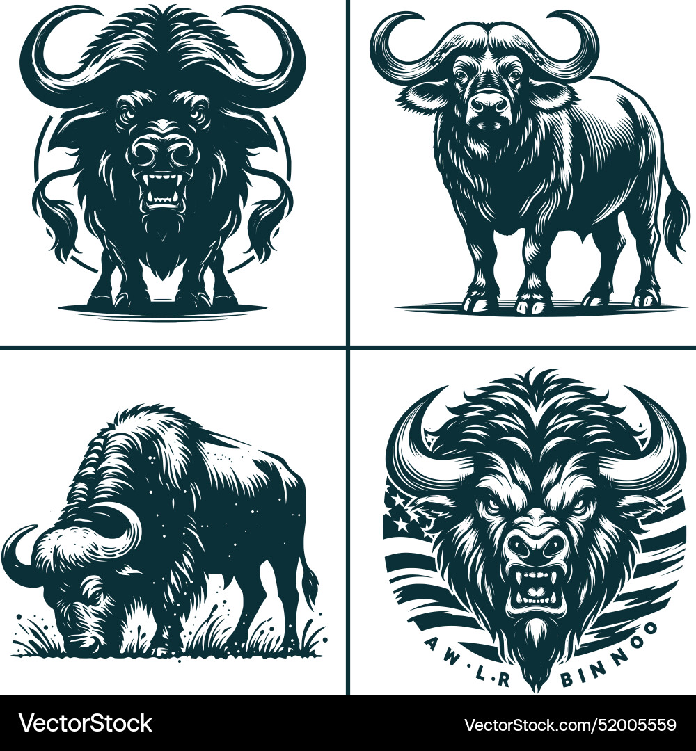 Bison buffalo silhouette svg filesbuffalo Vector Image