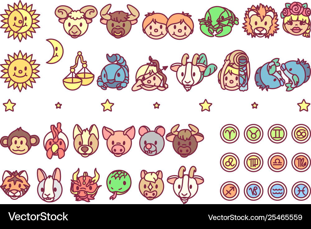 Cute chinese astrology icon Royalty Free Vector Image