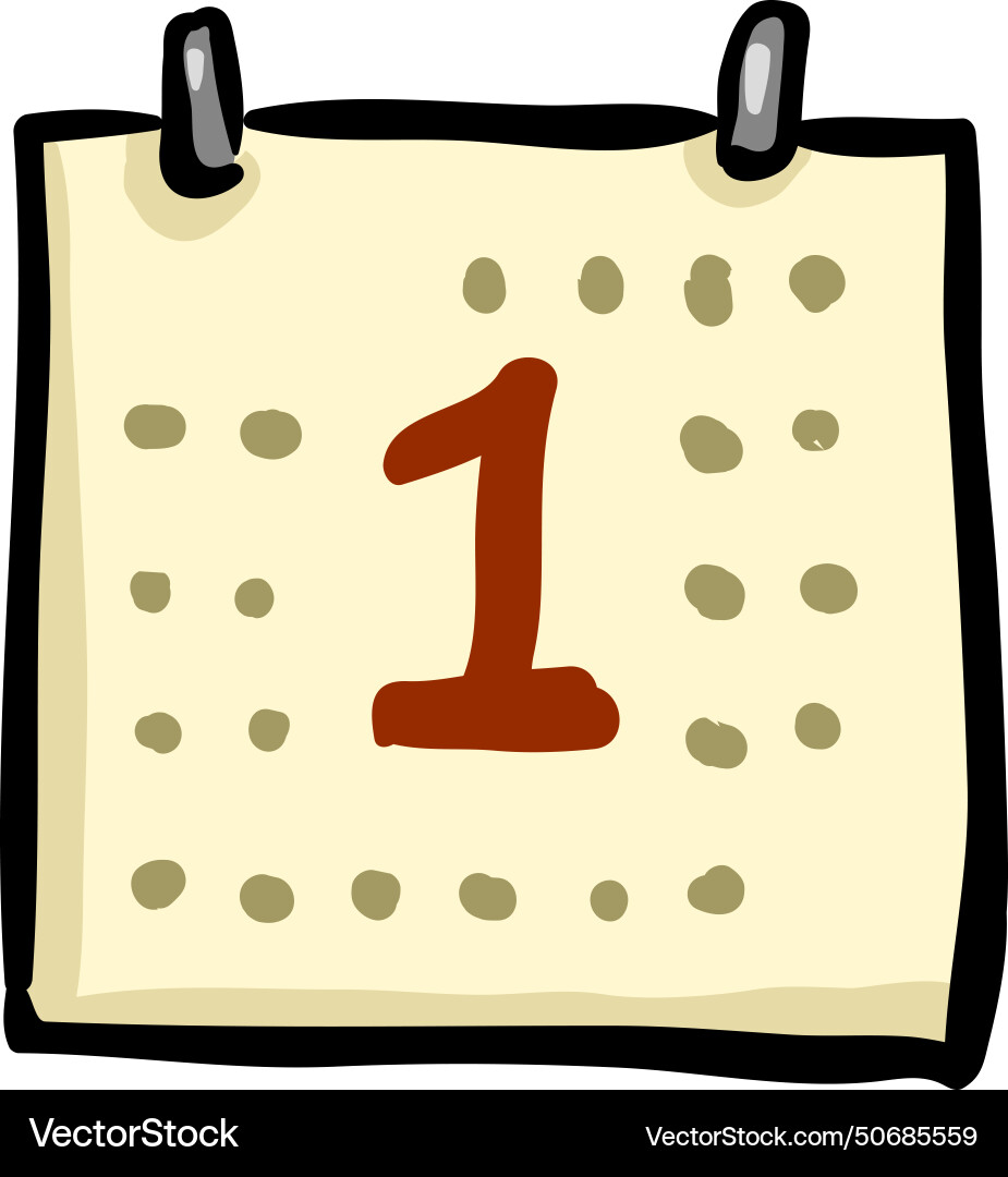 First day calendar doodle icon Royalty Free Vector Image