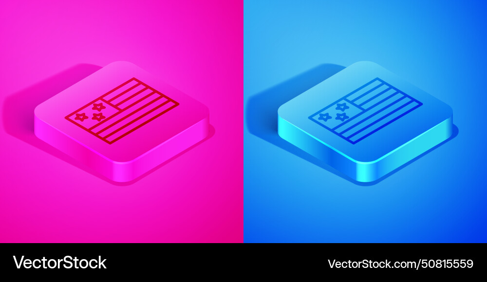 Isometric line american flag icon isolated Vector Image