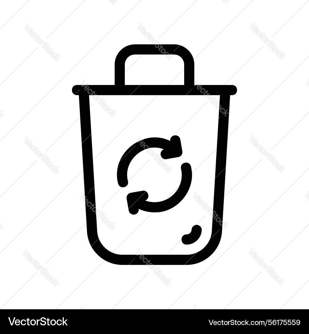 Outline trash can with recycling loop symbol Vector Image Outline trash can with recycling loop symbol Vector Image