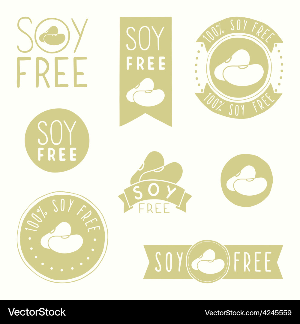 Soy Free Badges & Labels Royalty Free Vector Image