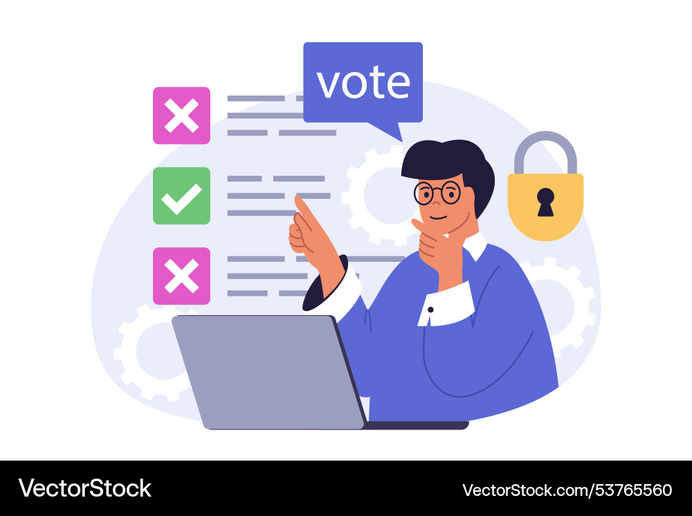 Online voting concept in modern flat design Vector Image