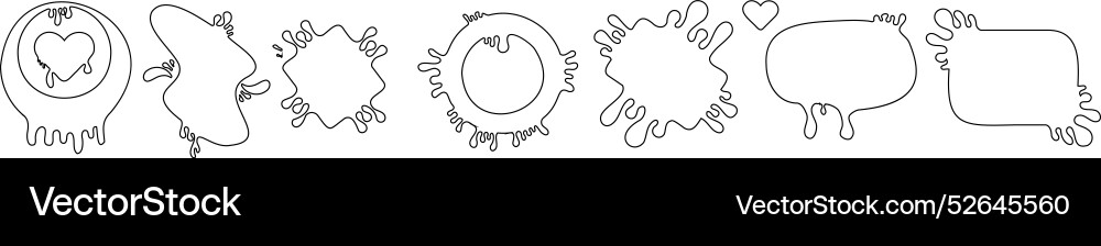 Outline paint splatter black set and collection Vector Image