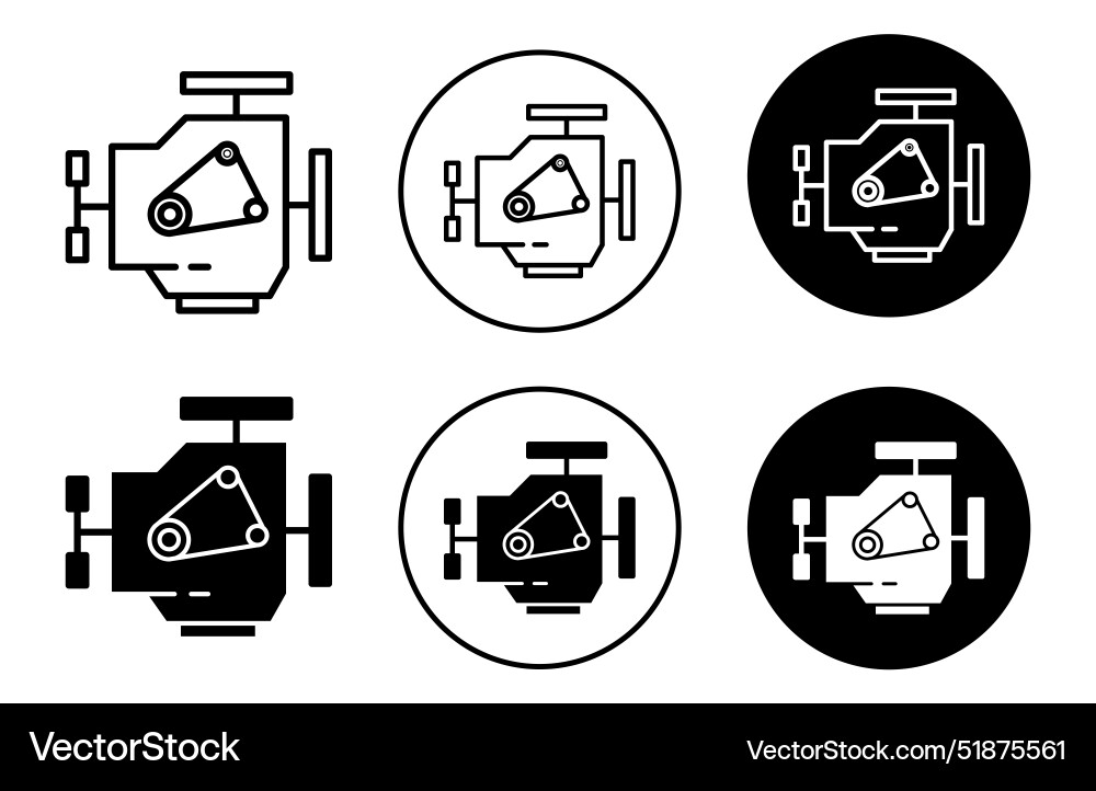 Car engine icon outline flat Royalty Free Vector Image
