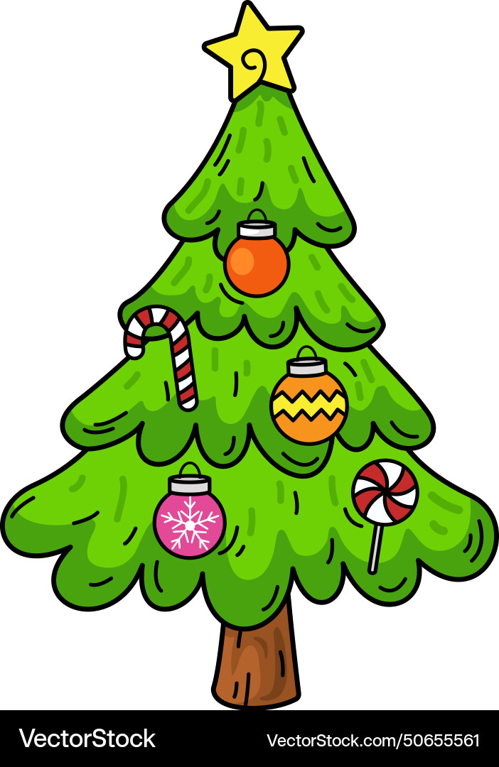 Hand drawn x mas tree character Royalty Free Vector Image