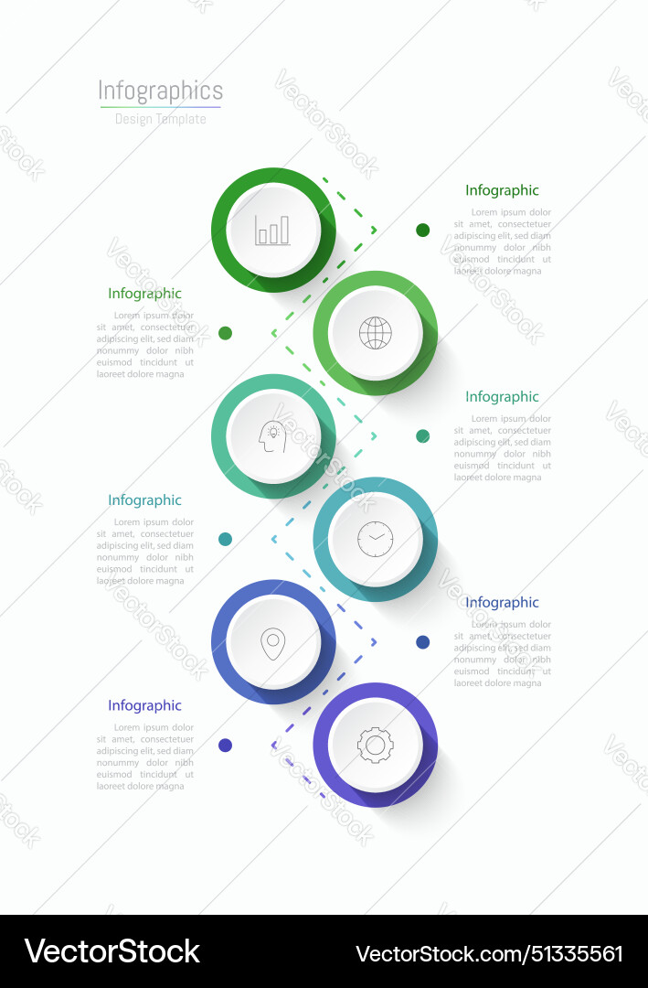 Infographic 6 options design elements Royalty Free Vector