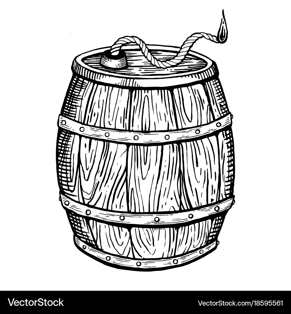 Powder keg engraving Royalty Free Vector Image
