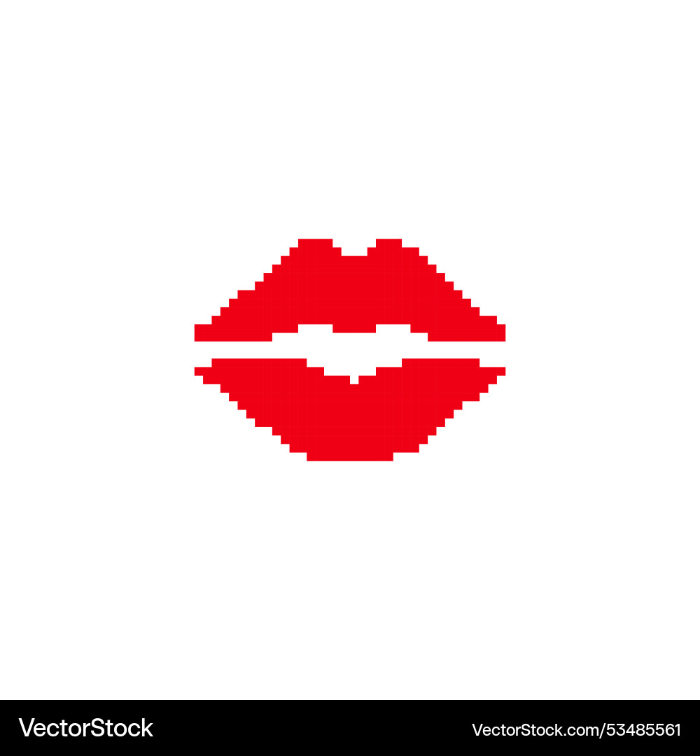 Red pixelated lips in retro digital style Vector Image