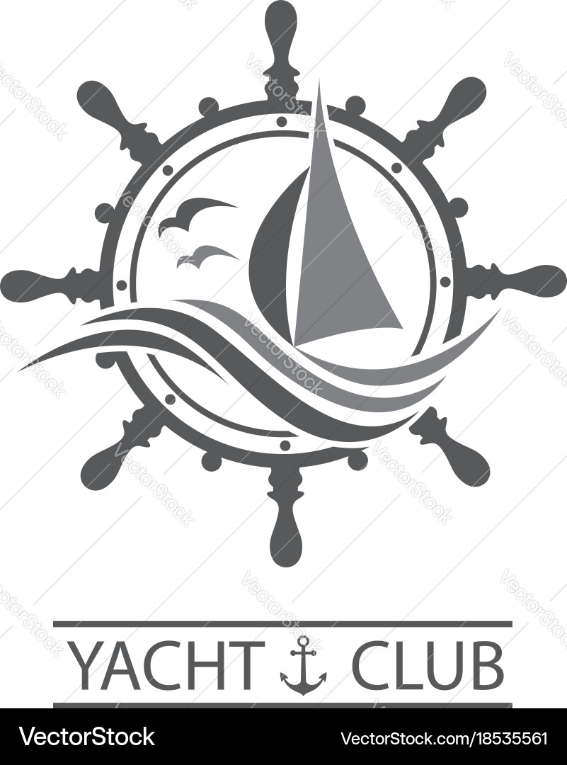 Sailing Yacht Icon with Waves Royalty Free Vector Image
