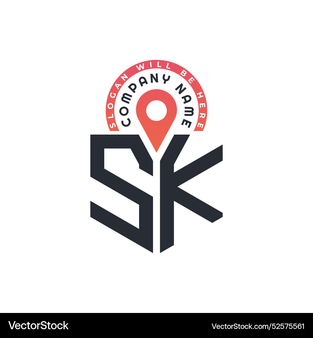 Sk location logo design for human resources Vector Image