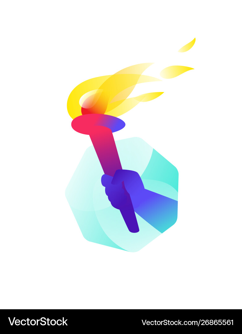 Torch in hand flat image is isolated Royalty Free Vector