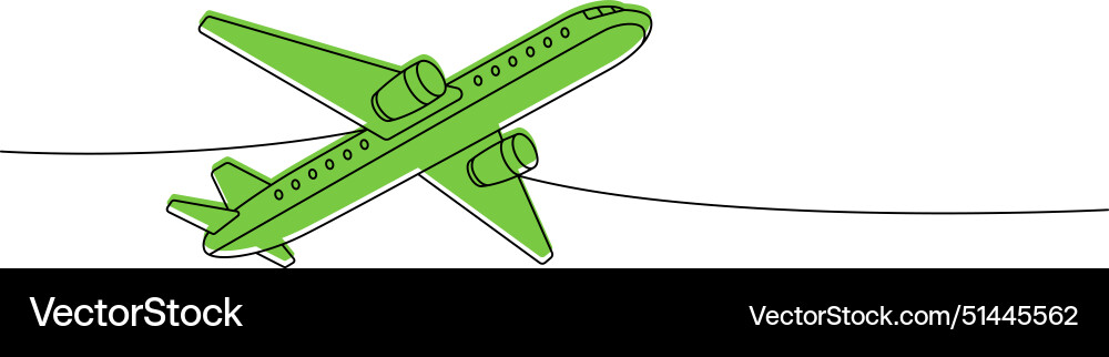 Air transport passenger aircraft one line colored Vector Image