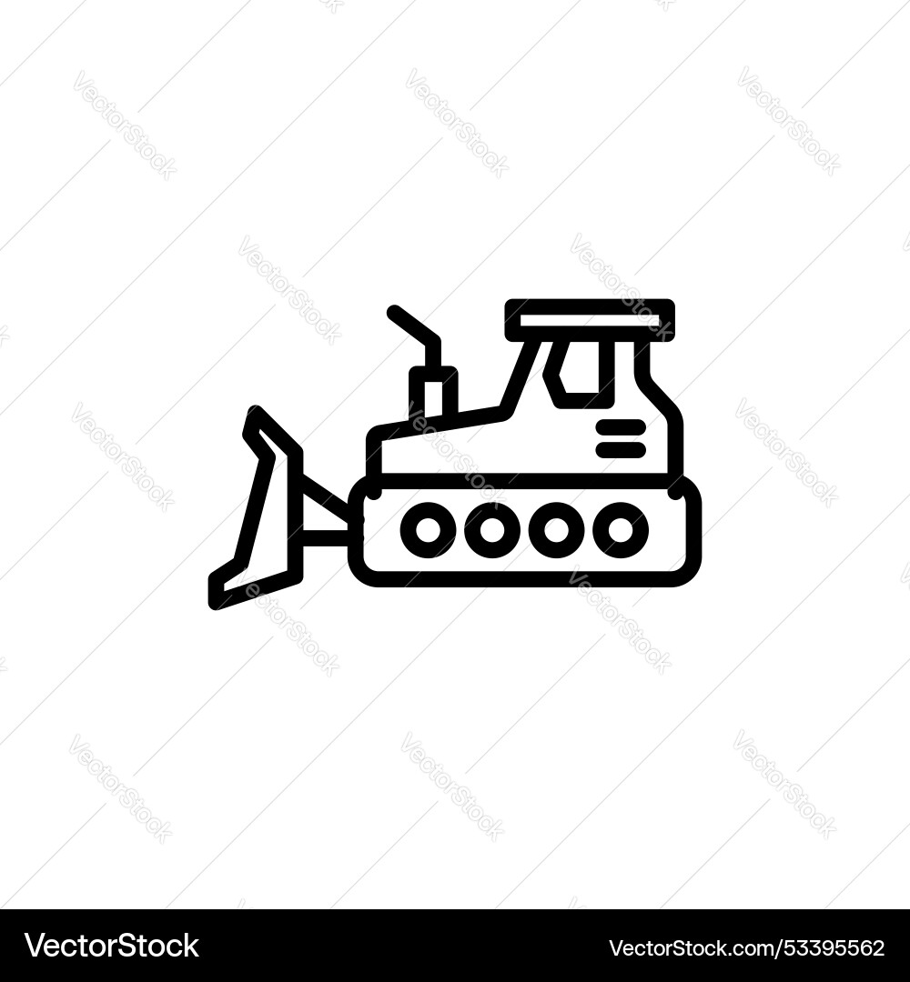 Bulldozer line icon isolated on white background Vector Image