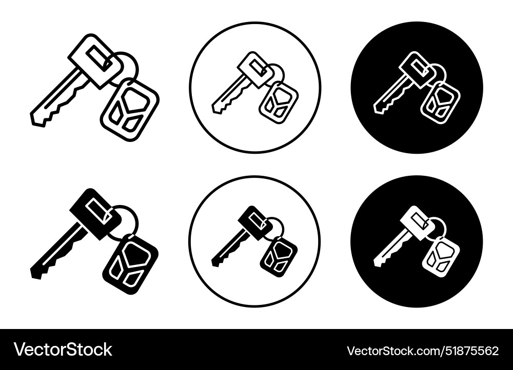 Car key icon outline flat Royalty Free Vector Image