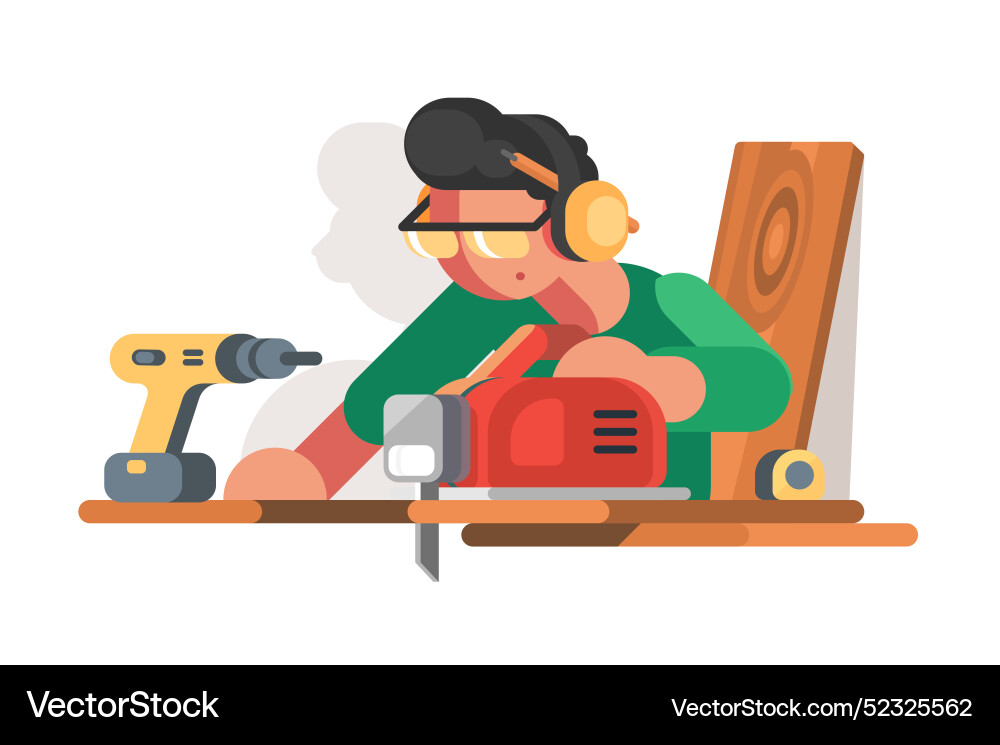 Carpenter at work Royalty Free Vector Image - VectorStock