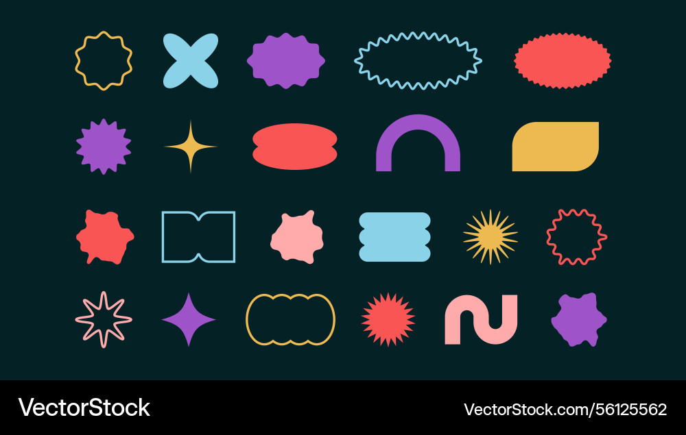Geometric color abstract different shape sticker Vector Image