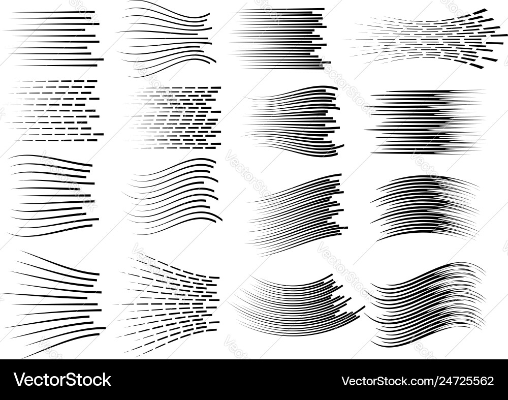 Horizontal and curved motion lines Royalty Free Vector Image