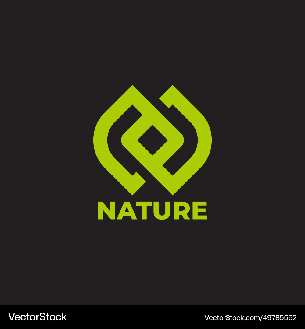 Letter n linked leaf nature symbol logo Royalty Free Vector