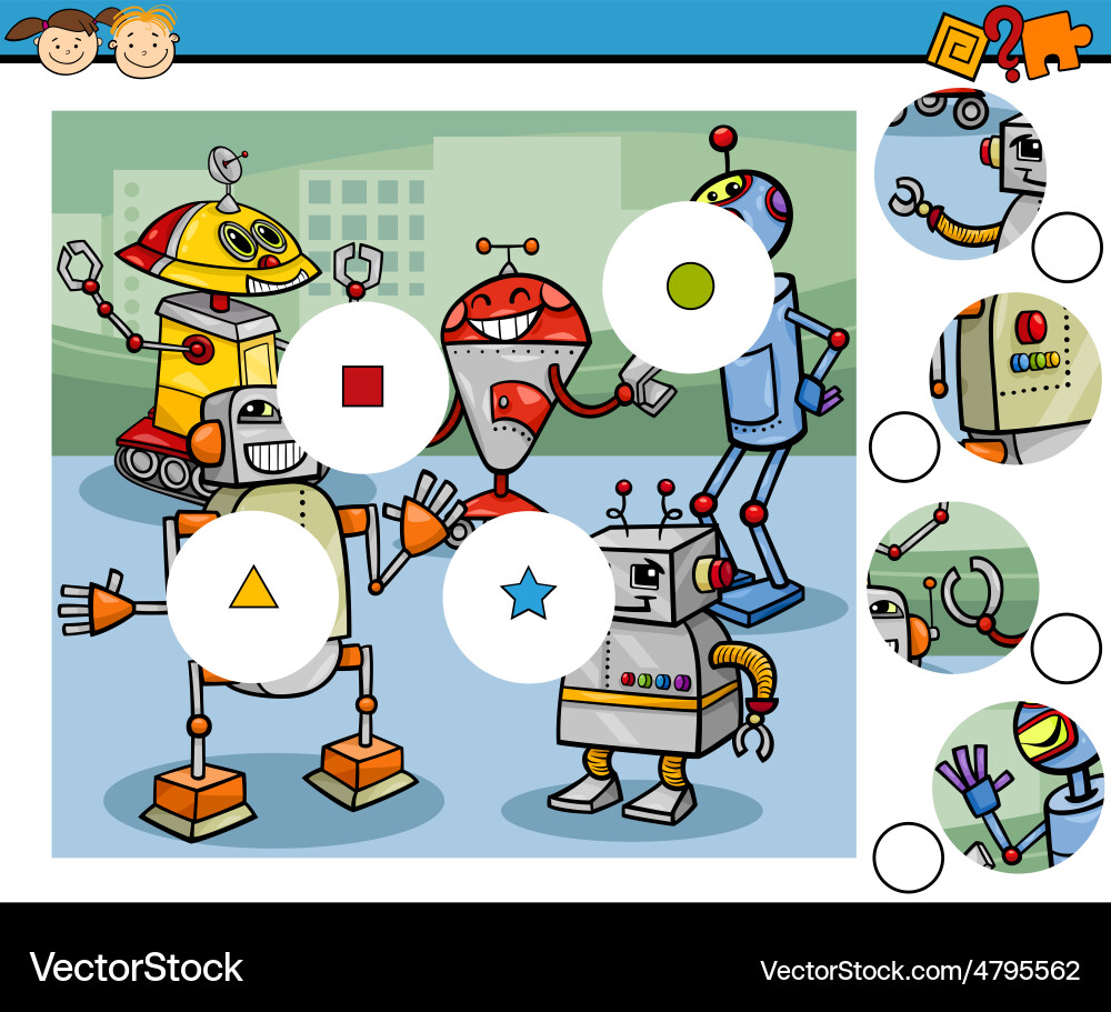 Match pieces game cartoon Royalty Free Vector Image