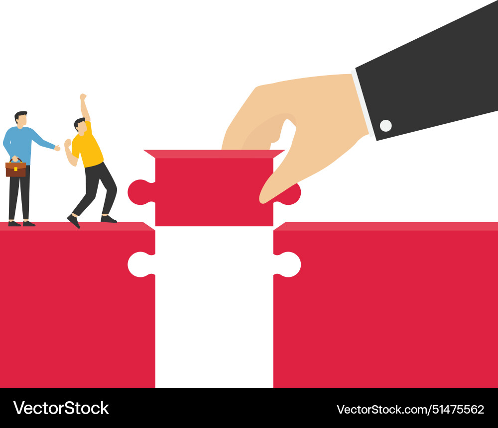 Partnership concept a helping hand connect jigs Vector Image