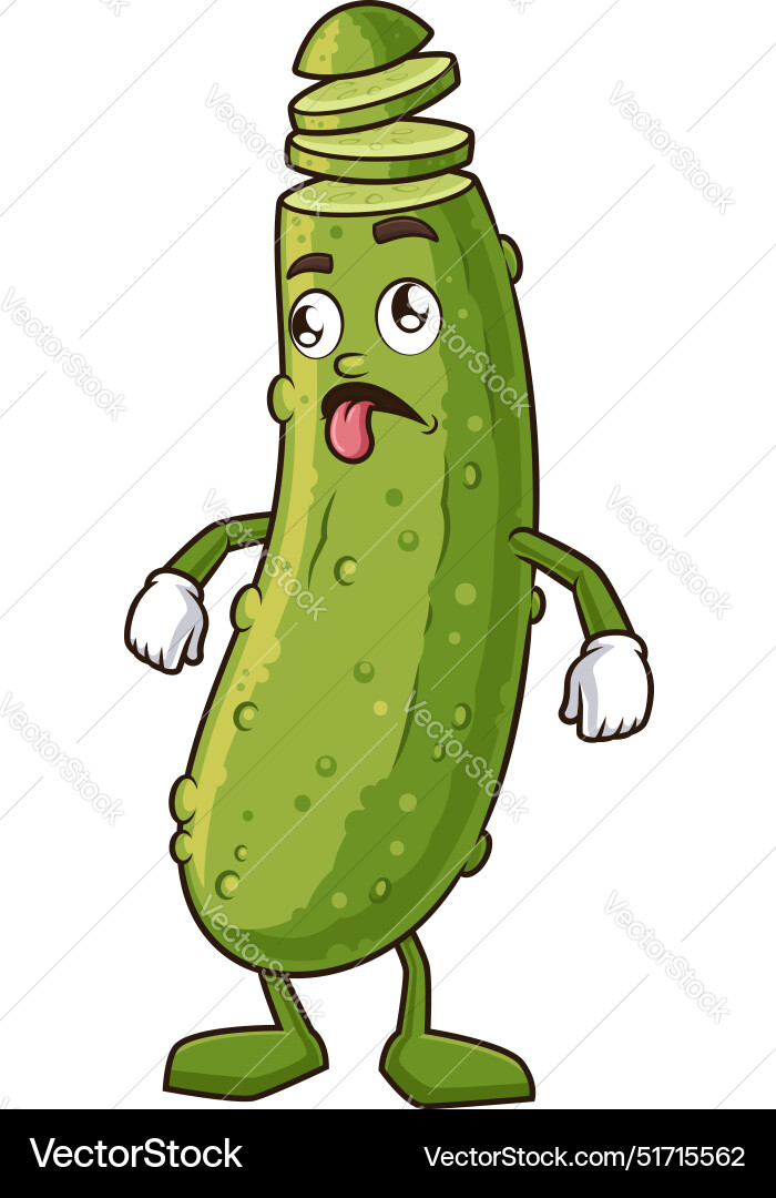 Sliced pickle character cartoon Royalty Free Vector Image
