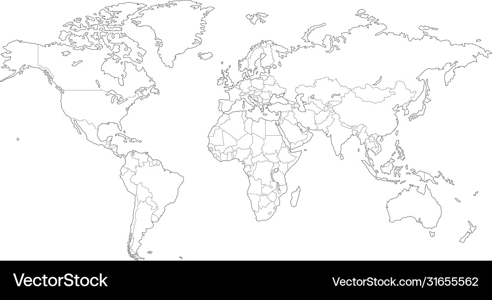 World Outline Map Royalty Free Vector Image - VectorStock