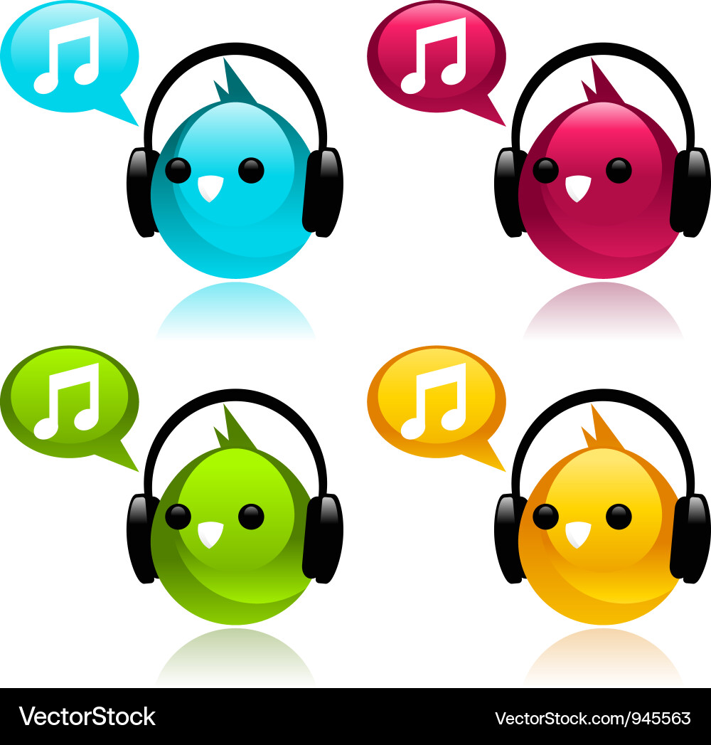 Colorful Musical Birds Royalty Free Vector Image