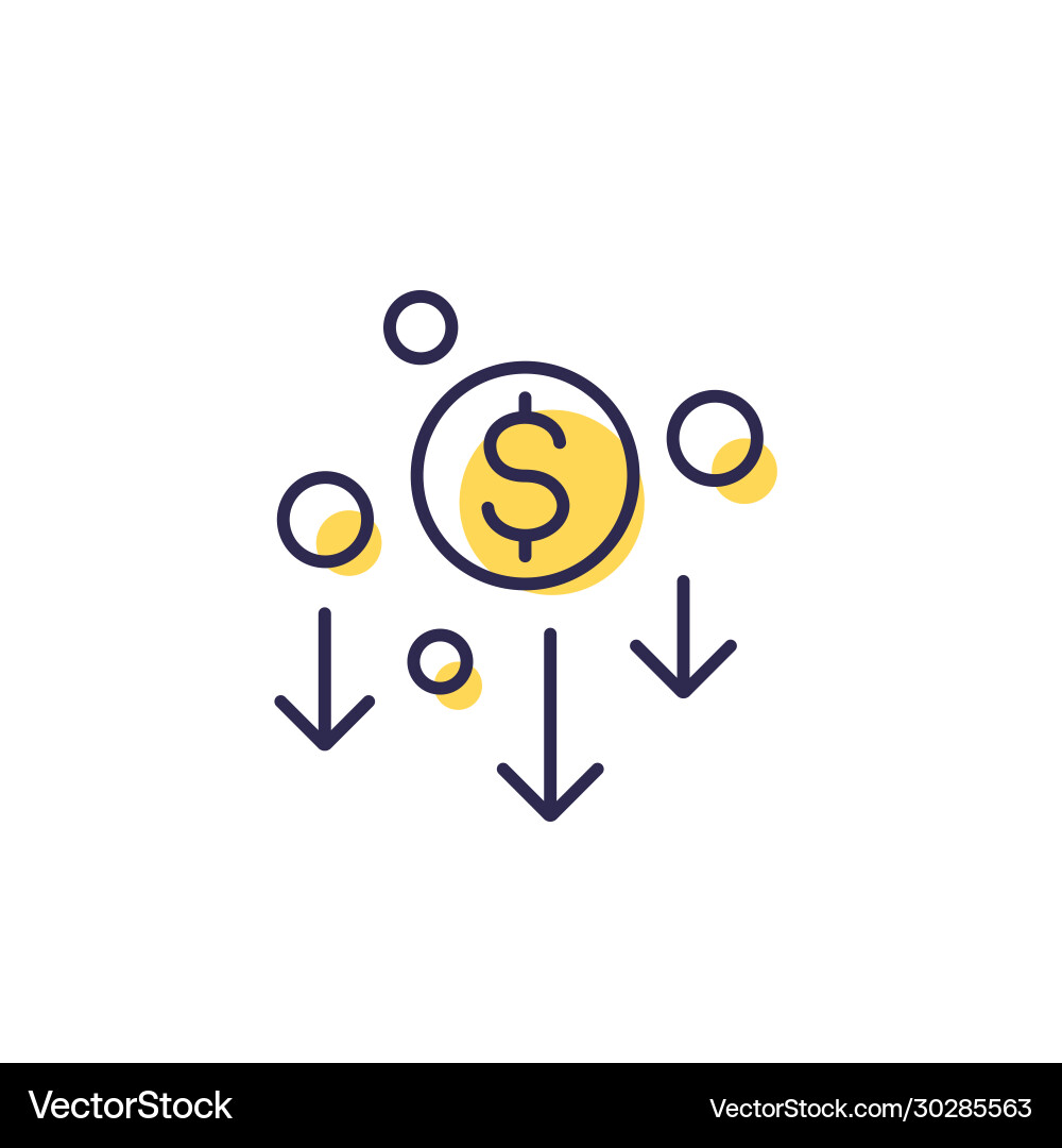 Cost reduction minimising icon line Royalty Free Vector